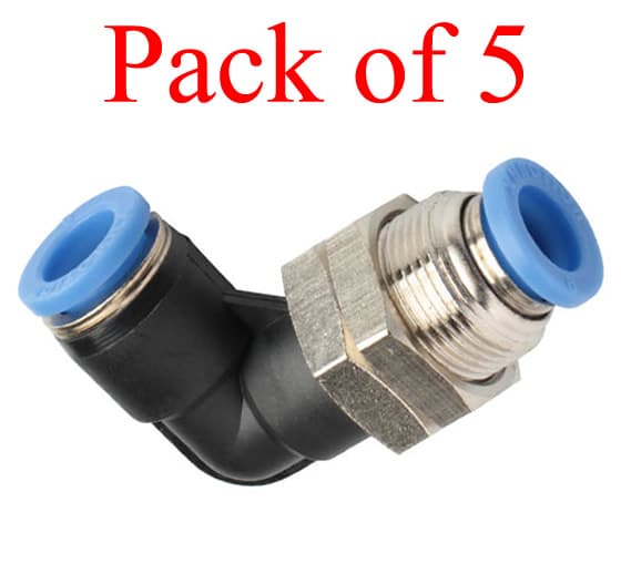 Pneumatic Push In Air Fittings - Bulkhead Union Elbow 6mm hose | eBay