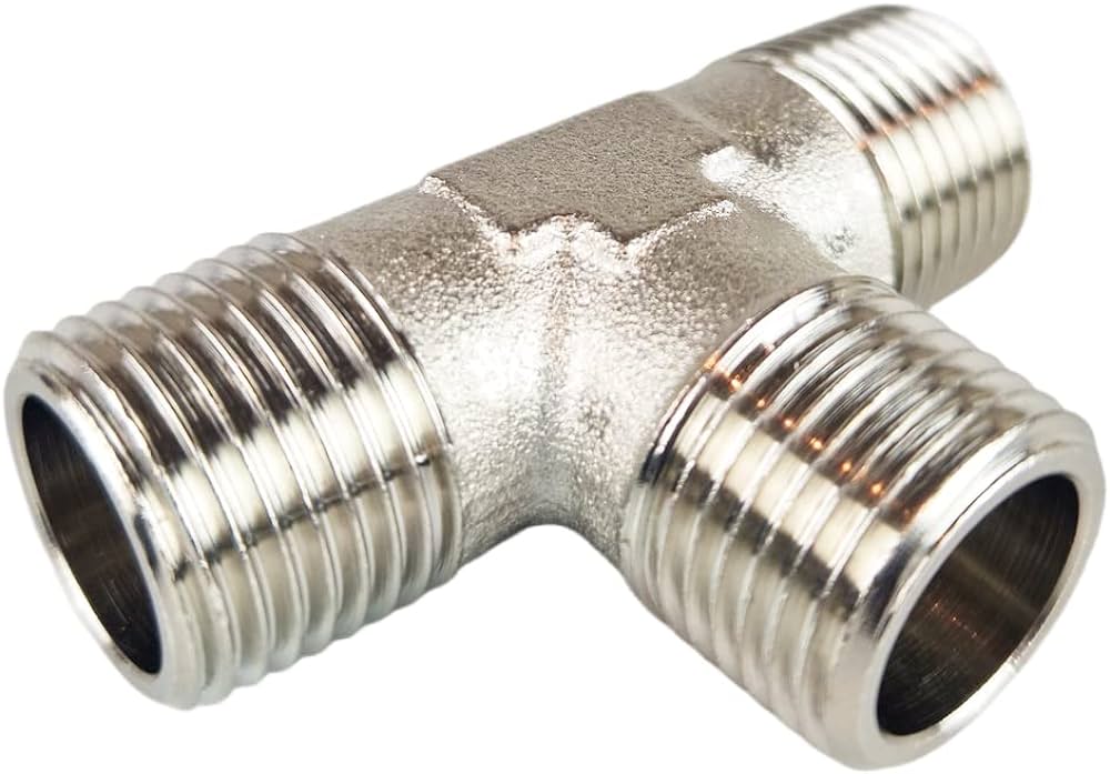 Tee Male R BSP nickel-plated brass R3/8 BSP - Air Parts Australia.