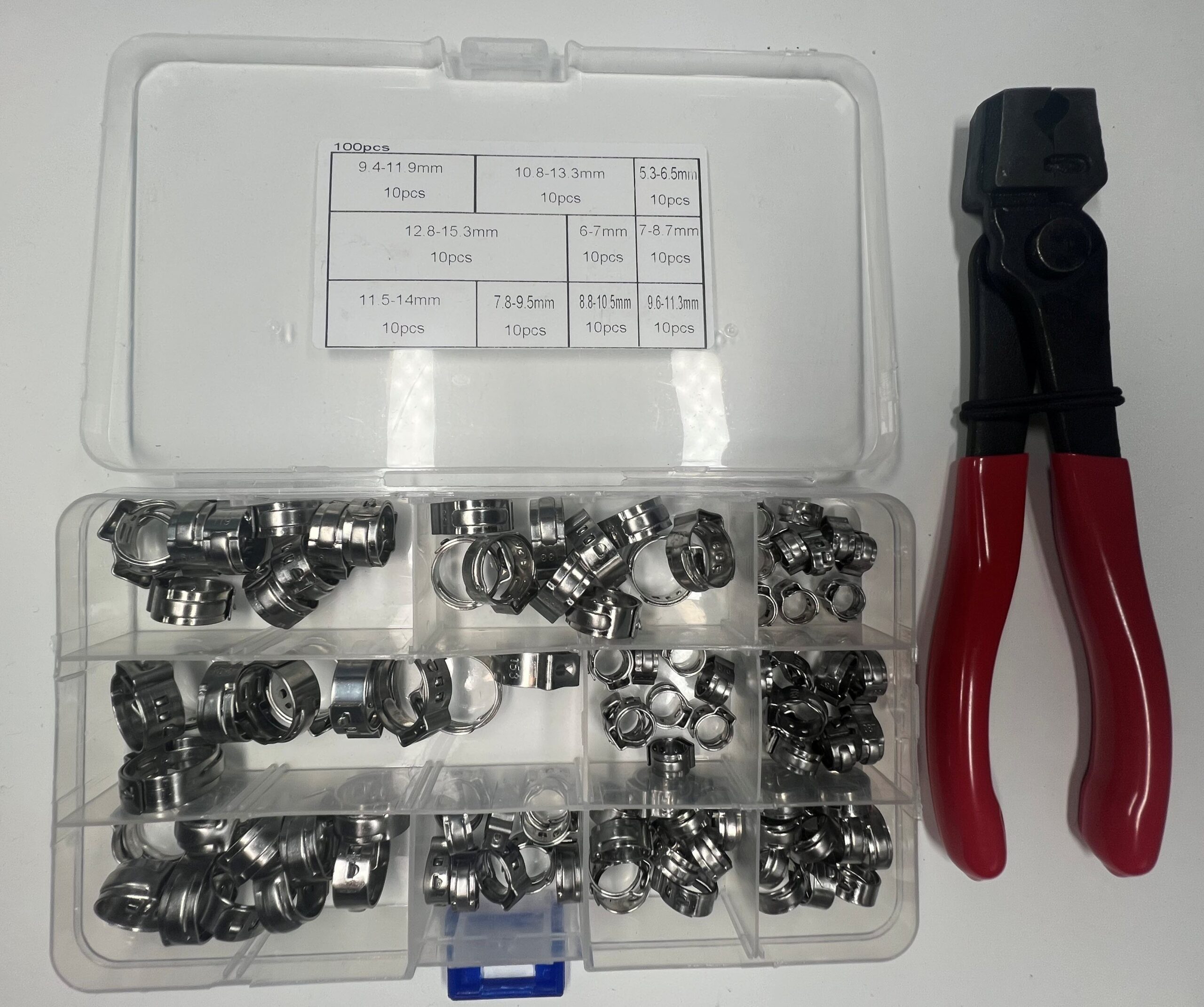 Hose Clamps Stainless Steel Ear Cinch Rings Crimp Pinch Kit with Tool ...
